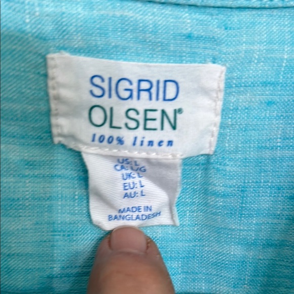 Sigrid Olsen | Tops | Sigrid Olsen Aqua Blue Linen Tunic Top | Poshmark